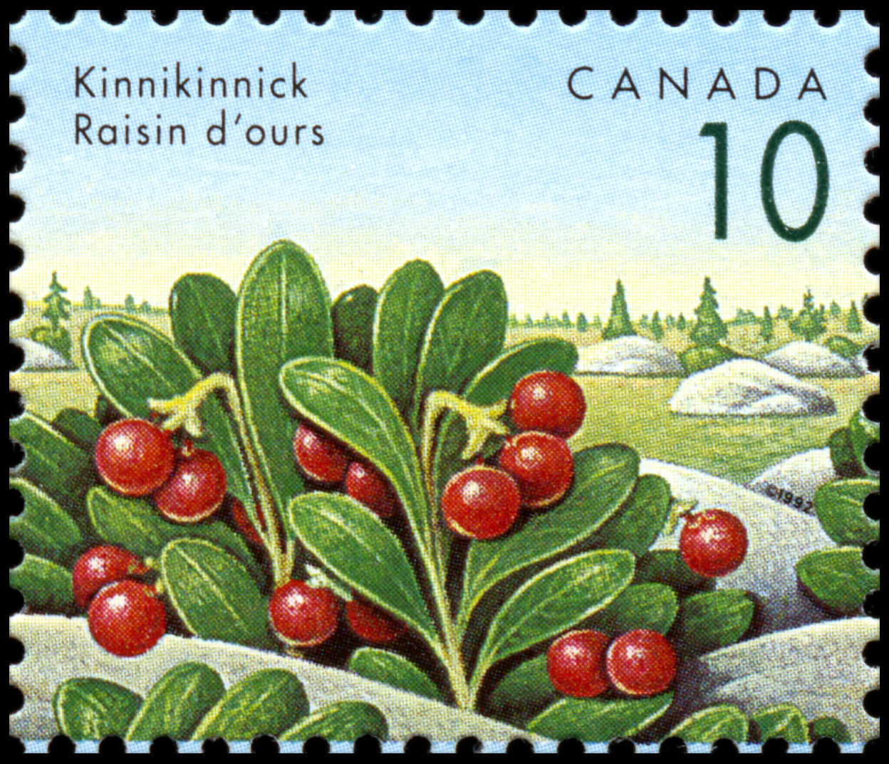 Buy Canada #1354viii+i - Kinnikinnick (1992) 10¢ - Variety "smiling ...