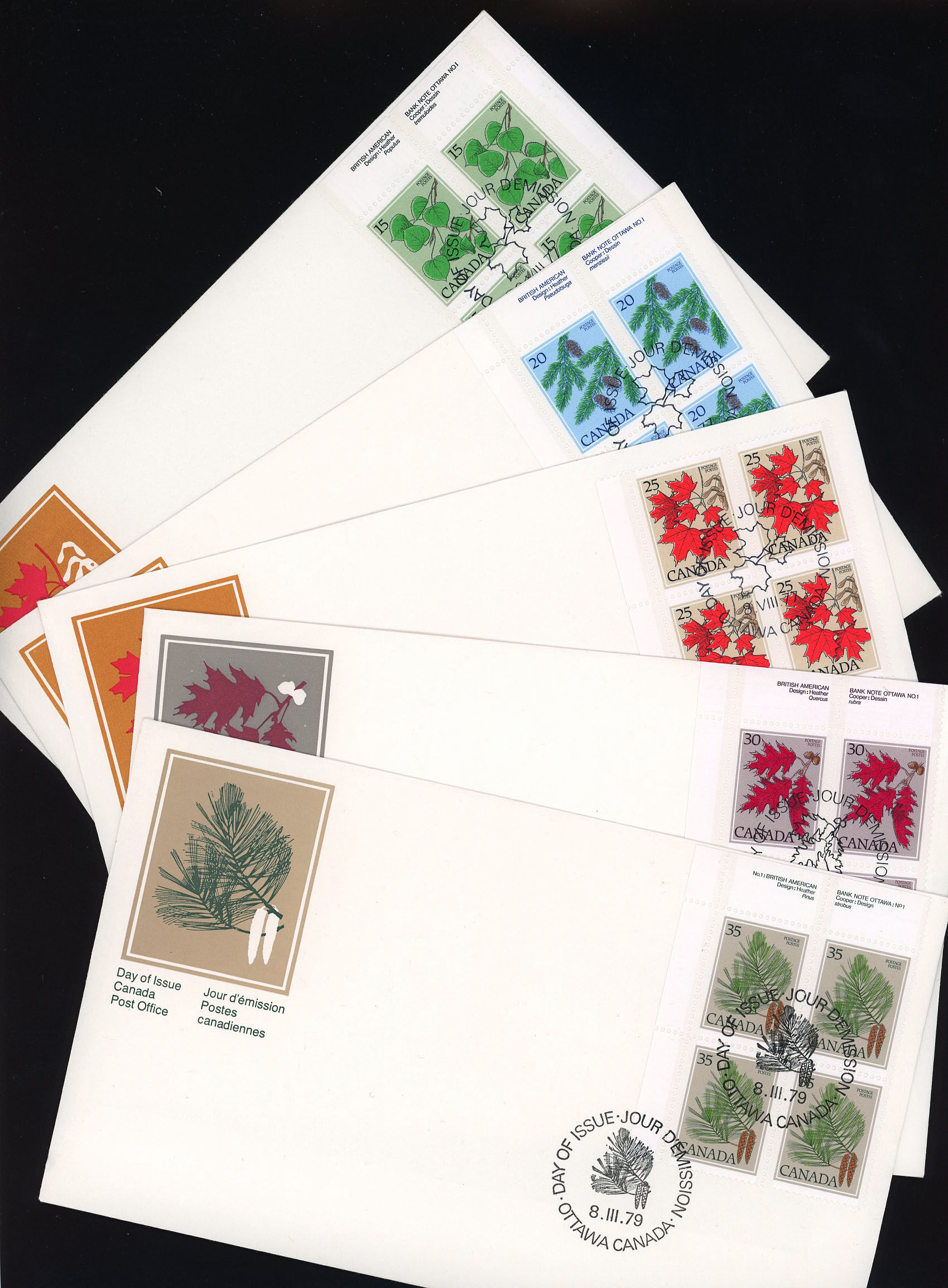 Buy Collection of 5 Canada FDC Blocks, of the series Definitives Trees ...