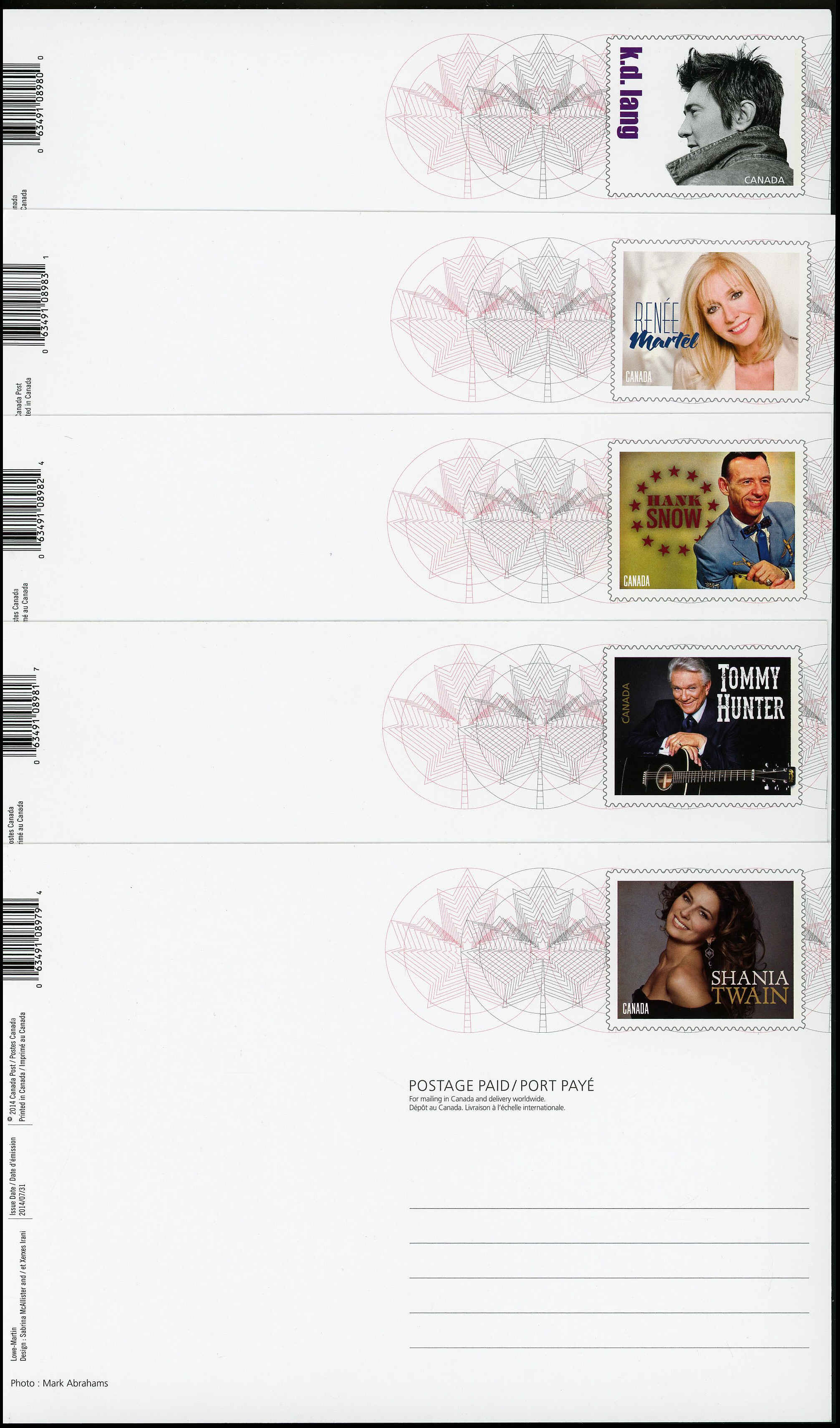 Buy Prepaid Postage Card #UX401-5 - Country Music Recording (2014 ...